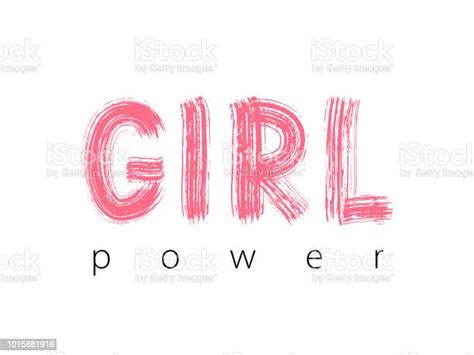 소녀 파워입니다 레터링 손 귀여운 달콤한 디자인 인쇄 여자 셔츠 카드 스티커 배너 포스터에 대 한 페미니즘 슬로건입니다 T 셔츠에 대한 스톡 벡터 아트 및 기타 이미지