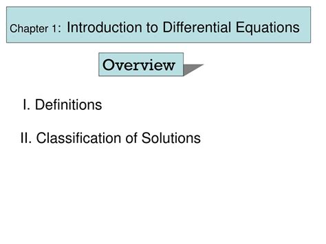 PPT Introduction To Ordinary Differential Equations PowerPoint Presentation ID