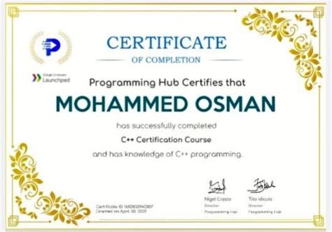 Cplusplus Programming Certification Continuouslearning Programminghub Mohammed Osman