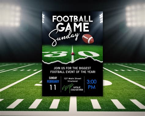 Football Sunday Event Invitation Editable Template Digital Download