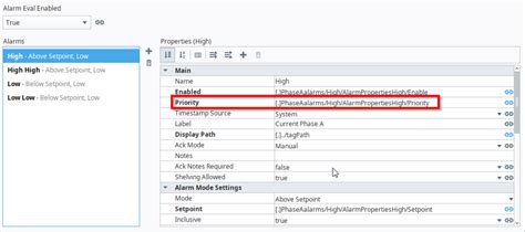 alarm priority configuration indirect tag binding of priority property