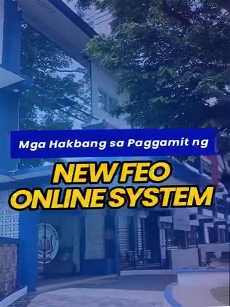 Update Your Account To The New Feo Online System Pbdionisioco