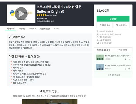 인프런에서 파이썬 독학 파이썬 인강 시작 네이버 블로그