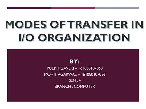 Modes Of Transfer In Input Output Organization Ppt Computing Technology And Computing