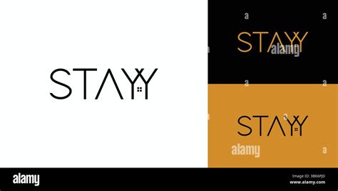 Stay Logo Design Unique And Modern With Black And Gold Accents Stock