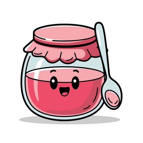 Cute Smiling Jam Jar With Spoon Cartoon 52154852 Vector Art At Vecteezy