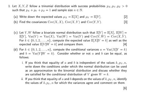 solved 1 let x y z follow a trinomial distribution with