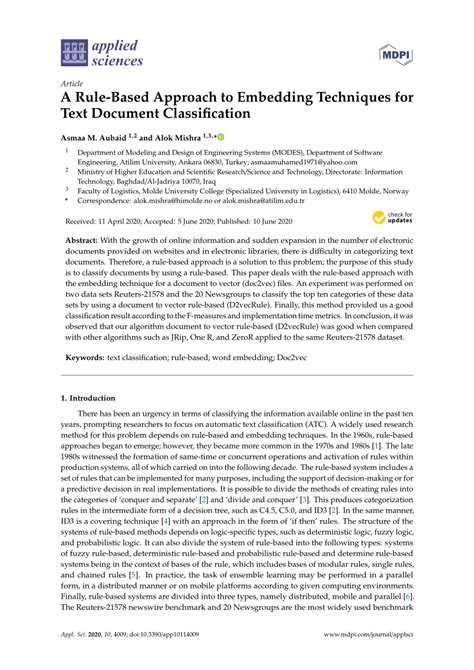 Pdf A Rule Based Approach To Embedding Techniques For Text Document