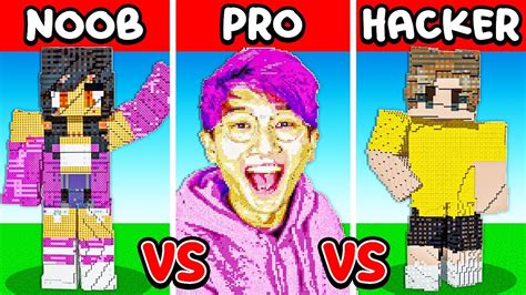 Noob Vs Pro Vs Hacker Youtuber Build Challenge Youtube