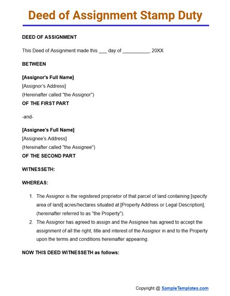 Free 21 Deed Of Assignment Samples And Templates