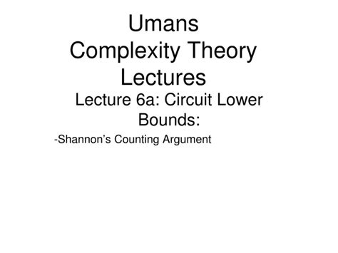 Ppt Umans Complexity Theory Lectures Powerpoint Presentation Free Download Id 9626527