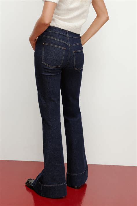 Flared High Jeans Donker Denimblauw Dames Handm Be