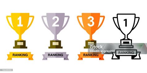 우승 트로피 우승 컵 금 은 브론즈 랭킹 벡터 아이콘 일러스트 소재 세트 Championship에 대한 스톡 벡터 아트 및 기타 이미지 Championship 경쟁