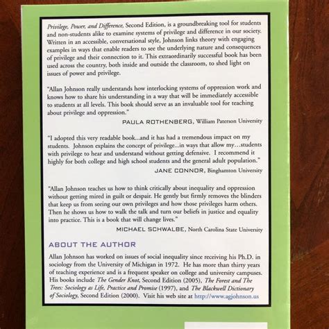 Privilege Power And Difference By Allan G Johnson
