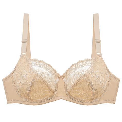 Olyvenn Womens Trendy Unlined Sheer Lace Bra Underwire Embroidery Push