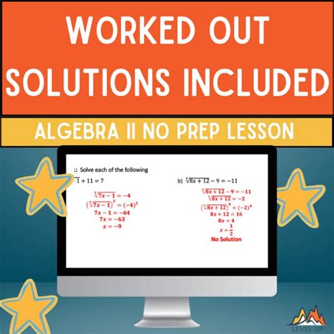 Solving Nth Root Radical Equations Guided Notes Self Checking Worksheet Alg Ii