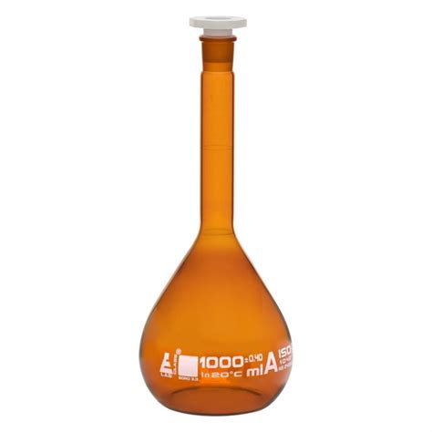Amber Volumetric Flask 1000ml Class A Tolerance ±0 400ml 24 29 Polypropylene Stopper