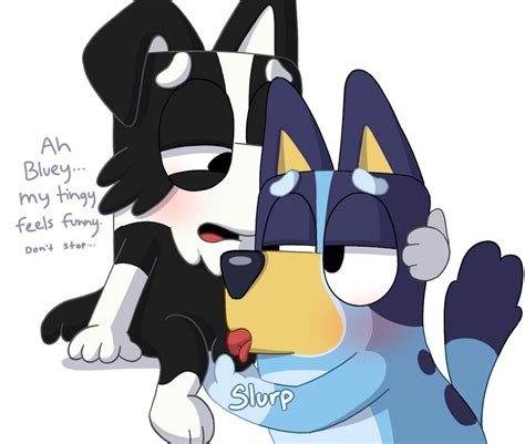 Rule 34 Bluey Series Bluey Heeler Blush Blushing At Partner Cub Female Festive0goat Grabbing