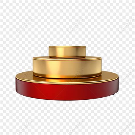 빨간색과 금색 연단의 현실적인 3d 렌더링광고쇼룸 Png 일러스트 무료 다운로드 Lovepik