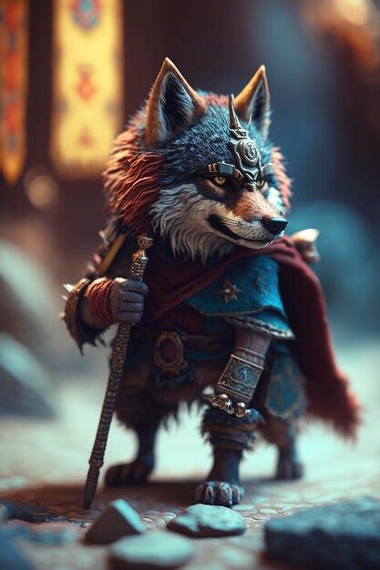 Premium Photo Wolf Character With Rpg Game Model Generative Ai