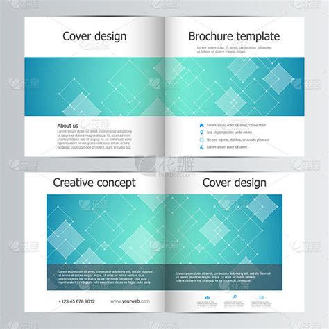 方形宣传册模板与多边形抽象背景。医学、科技理念。矢量图