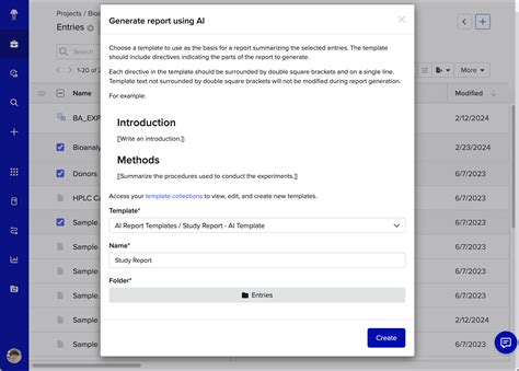 Report Generation Benchling