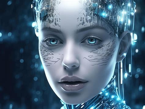 Premium Ai Image A Female Artificial Intelligence Android Head Face Like Human Woman On A