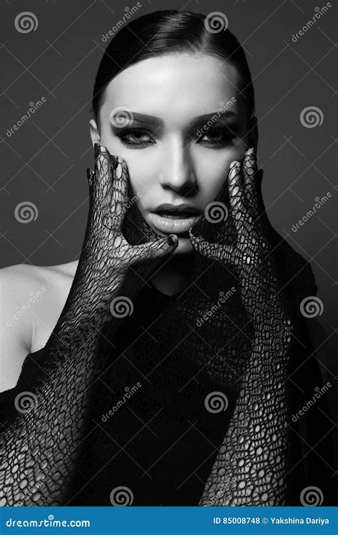 Portrait Of Gorgeous Sensual Woman With Dark Hair Stock Photo Image Of Luxurious Lady