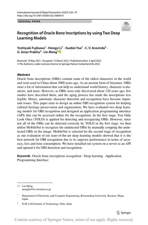 Recognition Of Oracle Bone Inscriptions By Using Two Deep Learning Models Request Pdf