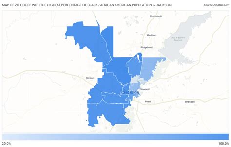 Percentage Of Black African American Population In Jackson By Zip