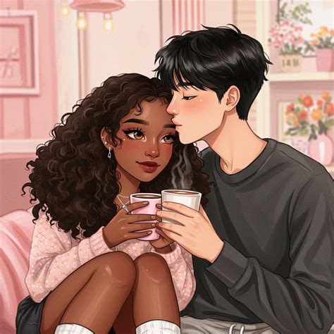 Blasian Couple Em 2025 Desenho De Casal Desenho De Mulher Negra