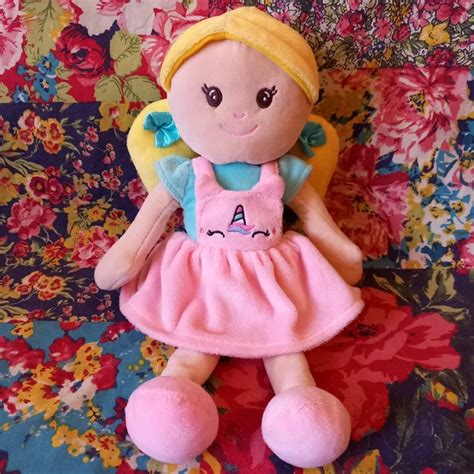 Argos 12and Rag Doll Soft Toy Plush Blonde Hair Pink Unicorn Dress Little