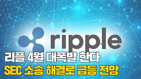 리플 4월 대폭발 한다sec 소송 해결로 급등 전망 Youtube