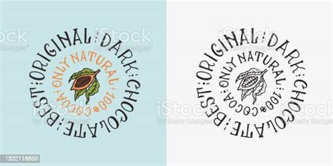 코코아 과일 콩 이나 곡물 티셔츠 타이포그래피 상점 또는 간판용 빈티지 배지 또는 로고 손으로 그린 새겨진 스케치 벡터 일러스트레이션 0명에 대한 스톡 벡터 아트 및 기타