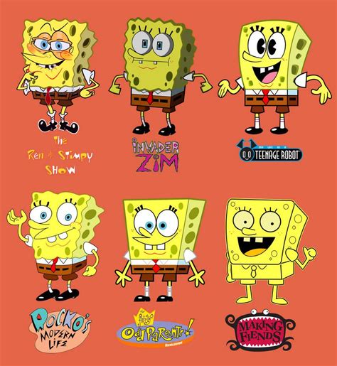 Spongebob In Another Nicktoons Styles By Patit0s0 On Deviantart Spongebob Spongebob Drawings
