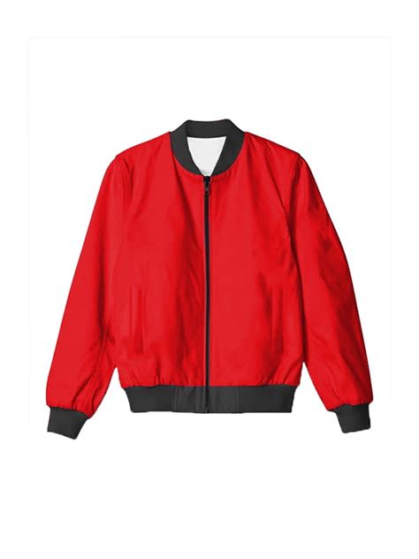 Red Plain Bomber Jacket Jacket Hub