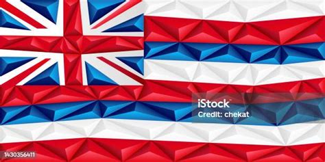 하와이 국기의 다채로운 파란색 빨간색 및 흰색 줄무늬 형태의 추상적 인 다각형 배경 하와이의 다각형 국기 0명에 대한 스톡 벡터 아트 및 기타 이미지 Istock