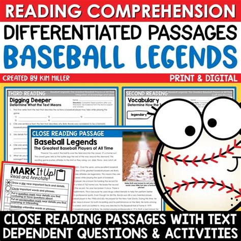 Spring Activities Reading Comprehension Passages And Questions Baseball