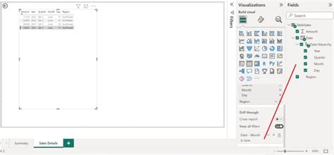 how to add a drill through button to a visual in microsoft power bi