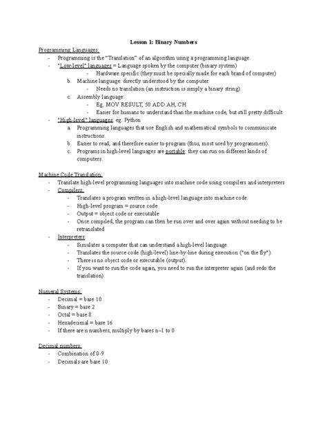 Comp 202 Midterm 1 Prep Lesson 1 Binary Numbers Programming