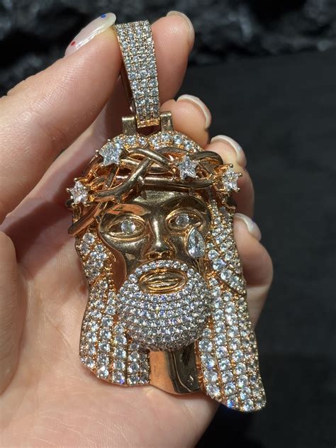 Rose Gold Stellar Jesus Pendant Medium Jewelry For Mens Aporro