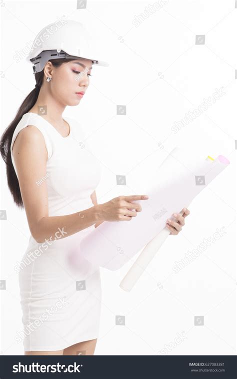 Sexy Girl Structural Engineer Looking Drafting Stock Photo Shutterstock