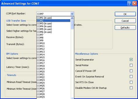 Configuring Windows USB Virtual COM Ports