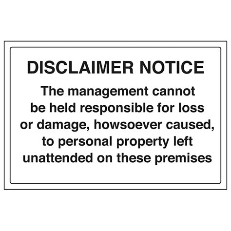 Disclaimer Notice Management Responsibility Vsafety