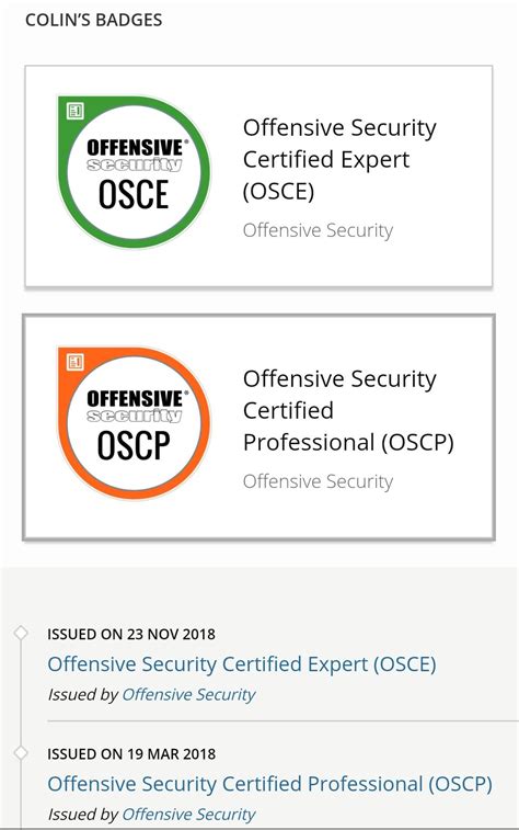 Colin Mcgrath On Linkedin Oscp And Osce Completed In 2018 Tried Harder