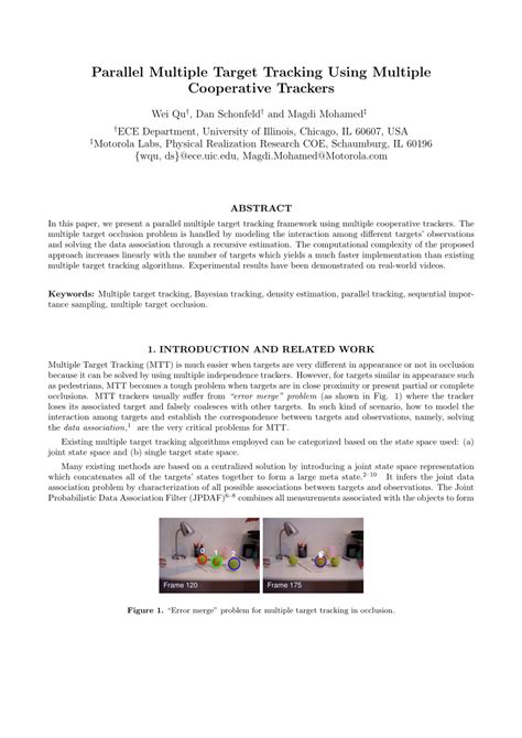 Pdf Parallel Multiple Target Tracking Using Multiple Cooperative Trackers