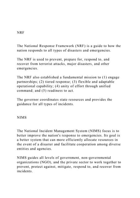 Dod And Its Role In The National Response Framework Ppt