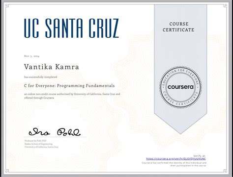 vantika kamra on linkedin cprogramming coursera ucsantacruz programming continuouslearning