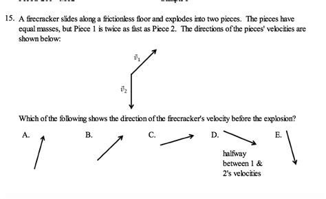 solved a firecracker slides along a frictionless floor and