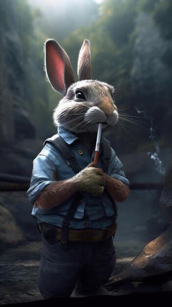 Premium AI Image A Rabbit In A Forest